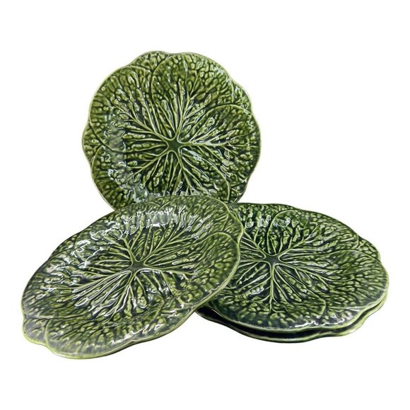Cabbage Plate Dish | Accents | 96s Large Majolica Cabbage Leaf Textured ...
